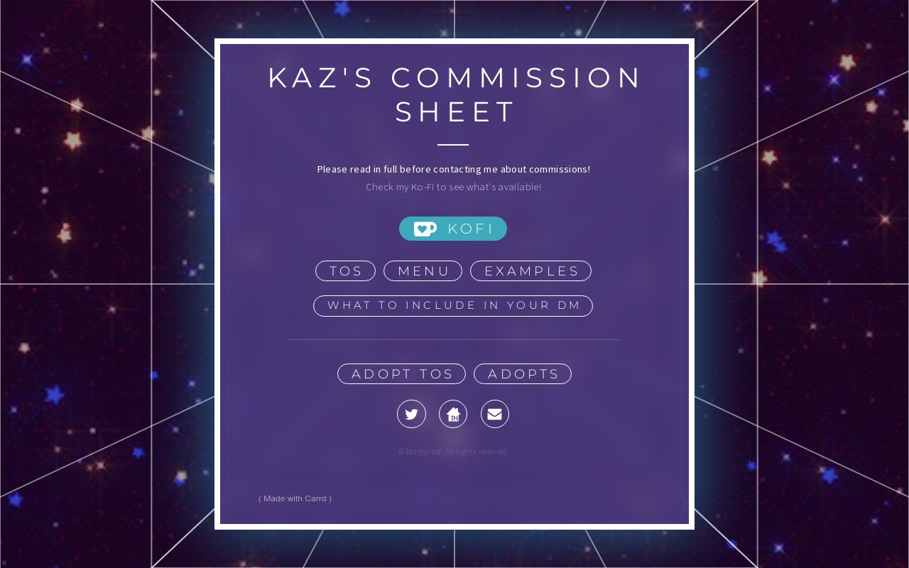 Kaz's Commission Sheet